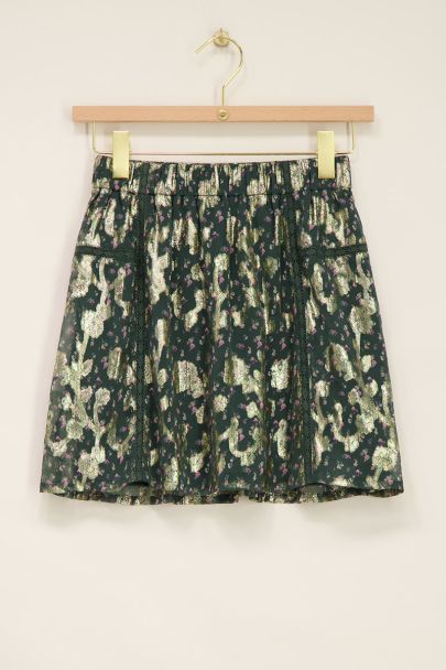 Groen jacquard rokje met gouden print | My Jewellery