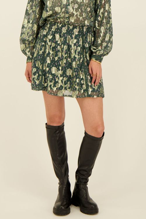 Groen jacquard rokje met goudkleurige print | My Jewellery