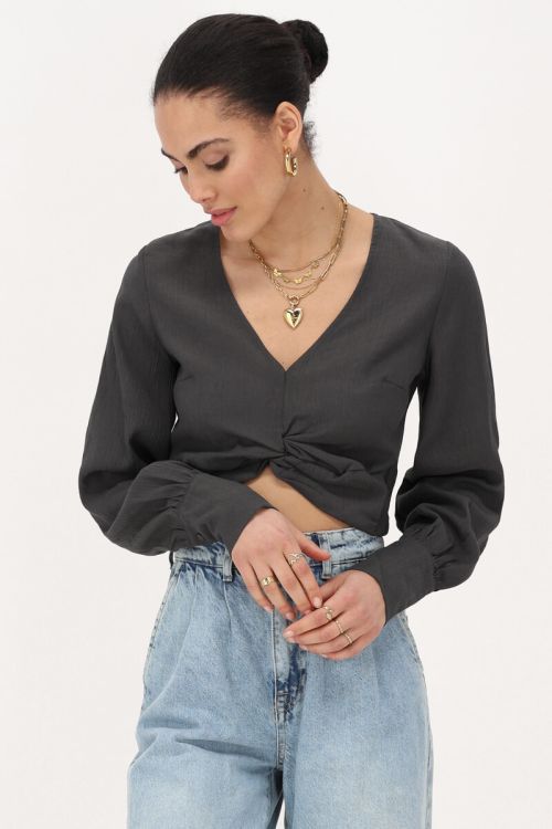 Dark grey top with knot & structure | My Jewellery