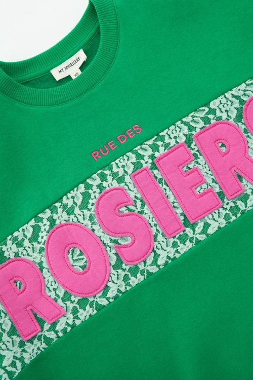 Green sweater with lace "Rue de rosier" | My Jewellery