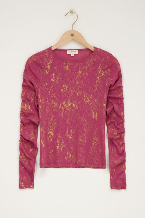 Pink metallic top with draped sleeve | My Jewellery