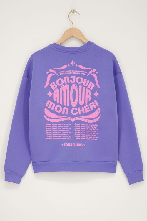 Sweater purple "Bonjour amour mon chéri" | My Jewellery