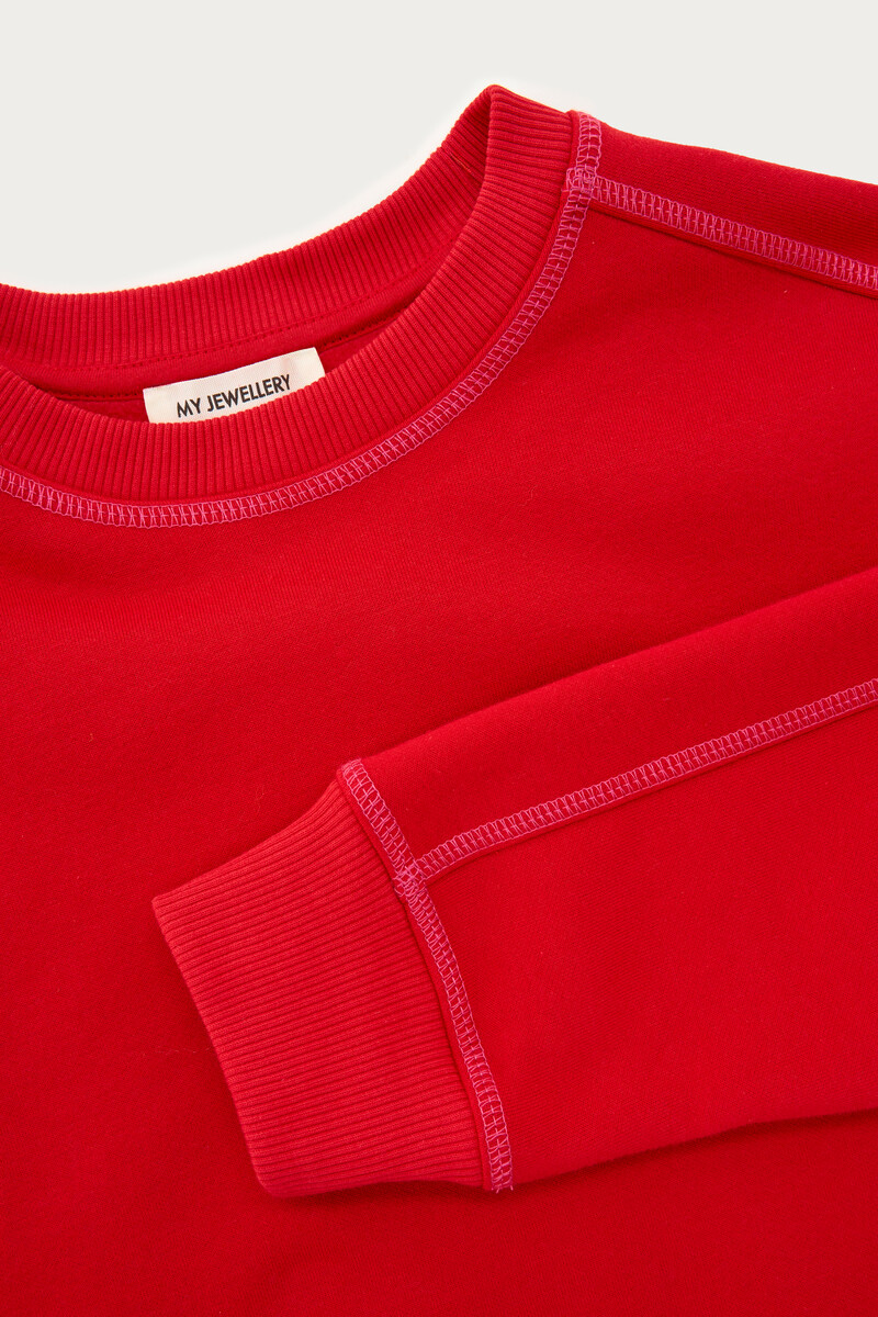 Rotes Sweatshirt mit Kontrastnähten | My Jewellery