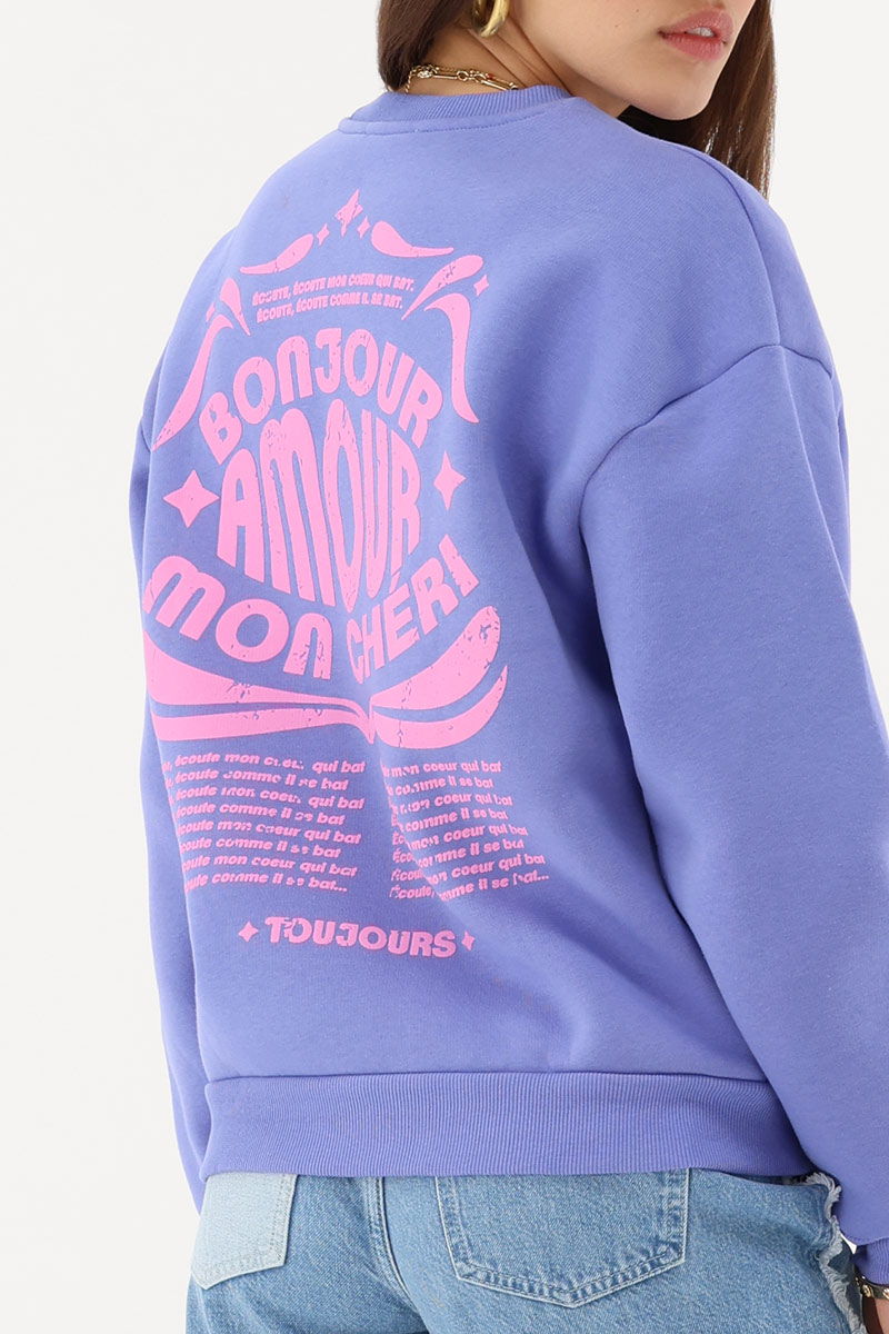 Sweater purple "Bonjour amour mon chéri" | My Jewellery